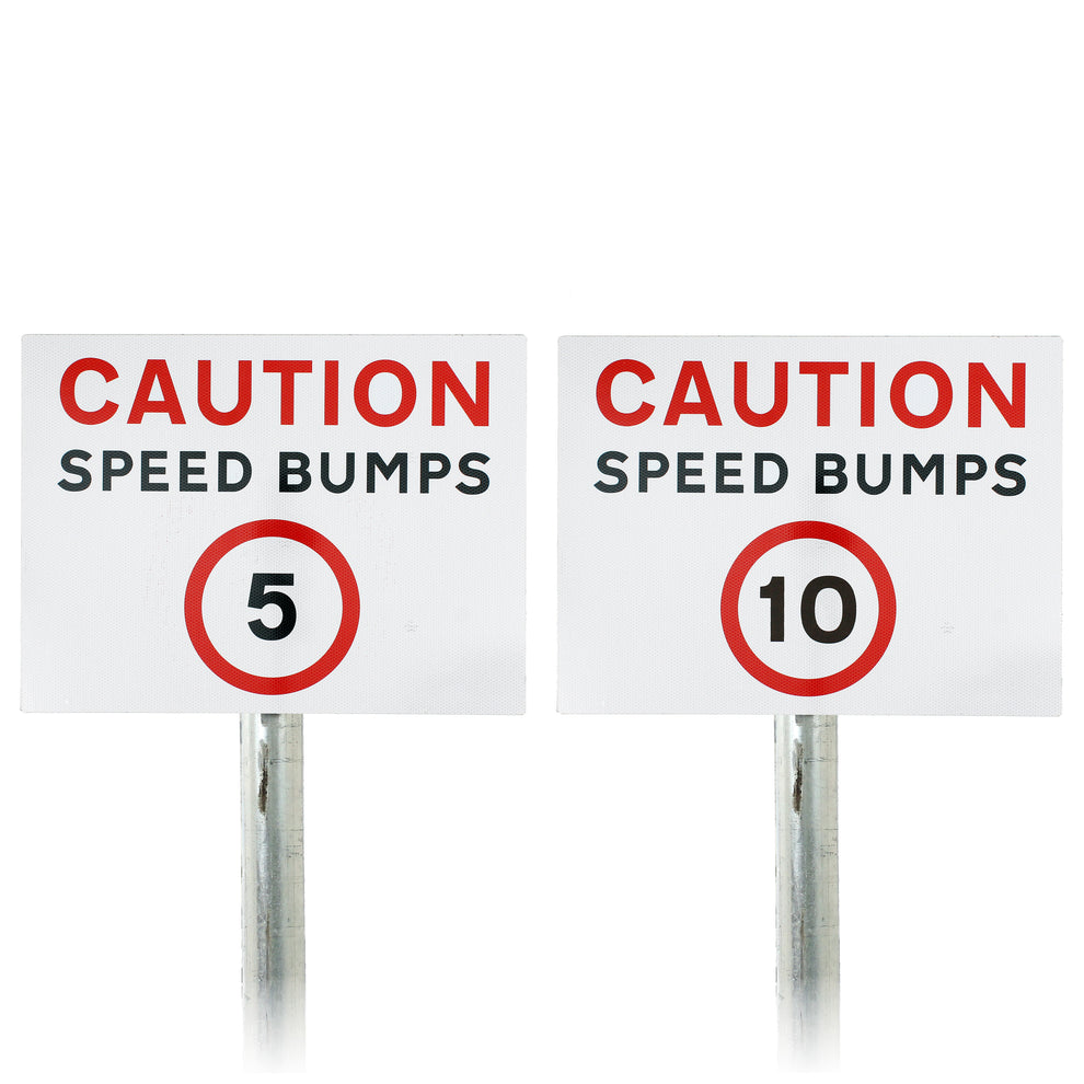 Caution Speed Bumps Sign - 5mph / 10mph - Post / Pole Mount – Speed ...